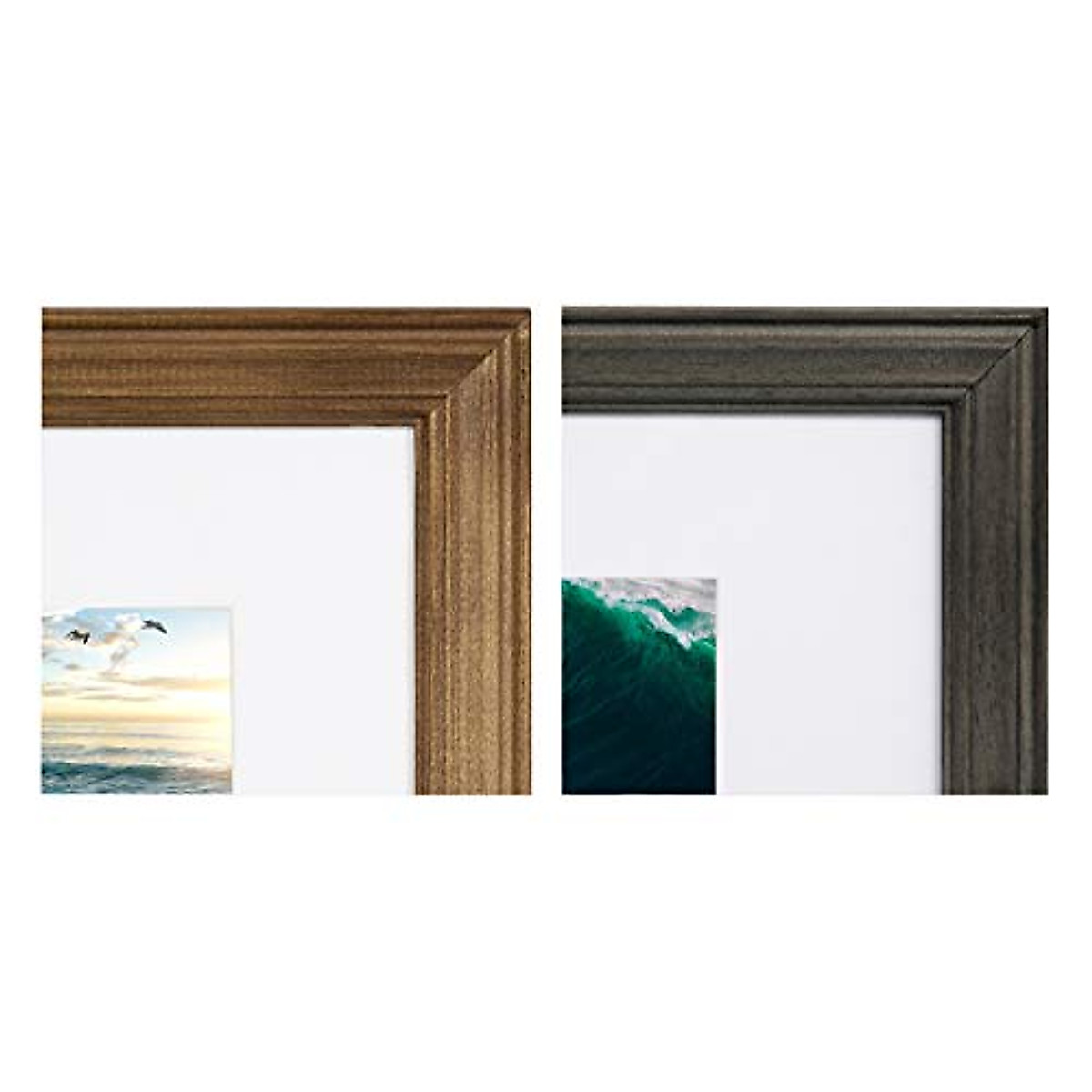 Kate and Laurel Bordeaux Gallery Wall Frame and Shelf Kit, Set of 10, Rustic Brown and Charcoal Gray, Assorted Size Frames and Three Display Shelves