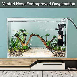 hygger 100 GPH Quiet in Tank Filter with Sponge Bio Balls Airtubing Electric Internal Fish Tank Filter for 10-40 Gallon Aquariums Turtle Tank Venturi Aeration 7W