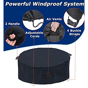 Round Patio Furniture Covers, 51" Dia Outdoor Furniture Covers, Waterproof Outdoor Table Cover, Fire Pit Cover Outdoor Round Table Dining Set Cover Anti-Fading Cover for Outdoor Furniture Set