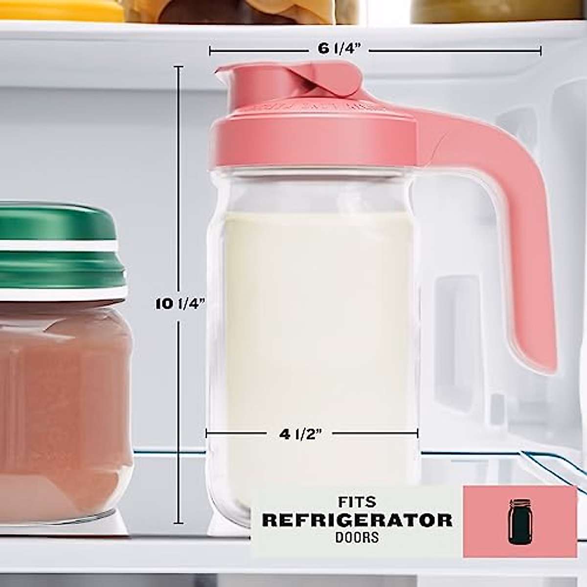 County Line Kitchen Breast Milk Pitcher for Fridge - Wide Mouth, 1 Quart (32 oz) Mason Jar - Heavy Duty Breastmilk Storage Container, Leak Proof, Sturdy - Baby Formula Mixer Pitchers