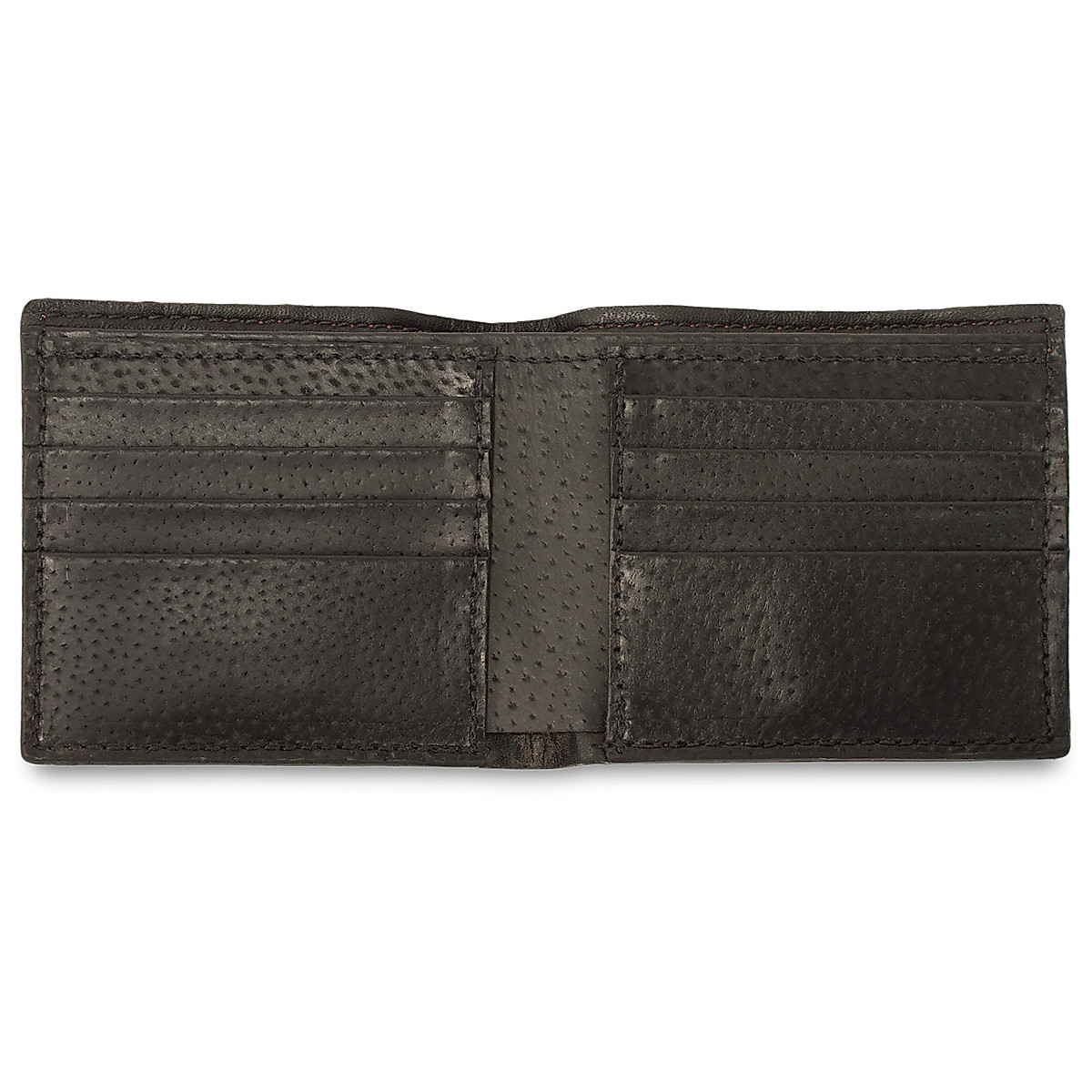 Genuine Brown Ostrich Skin Leather Bifold Wallet Handmade with 8 Card Slots