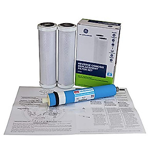 Genuine GE FX12P and GE TFM-24 or FX12M Replacement Filter Combo Pack for GE Model GXRM10RBL Reverse Osmosis RO Water System with Retail Box