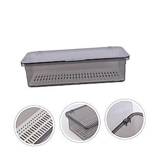 DOITOOL Flatware Tray with Lid and Drainer- Black Transparent Plastic Silverware Holder-- proof Silverware Tray for Drawer for Home Kitchen Accessories