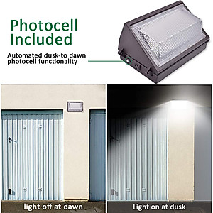SZGMJIA 100W LED Wall Pack with Dusk to Dawn Photocell, 5000K Daylight, 13000LM, AC100-277V with ETL Listed. Commercial and Industrial Outdoor LED Security Lighting for Parking Lots