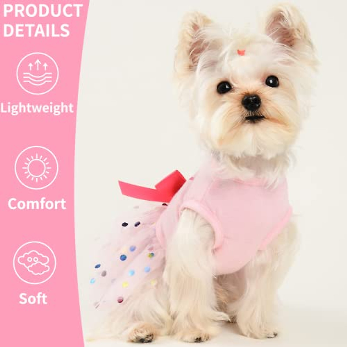 Dog Dress for Small Medium Dog Girl,Pet Puppy Tutu Princess Dress, Pink Female Dog Clothes, Girl Dog Birthday Outfit Apparel Party Dress, X-Large