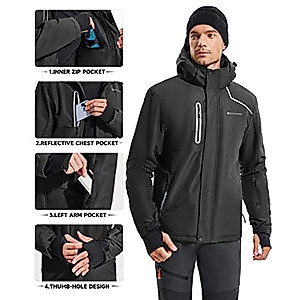 Heathyoga Mens Ski Jacket Waterproof Snowboard Jacket for Men Snow Jacket Skiing Jackets Snowboarding Jackets Ski Coats