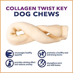 Pet Factory CareChewz Collagen 6-7" Twist Keys Dog Chew Treats - Natural Flavor, 6 Count/1 Pack