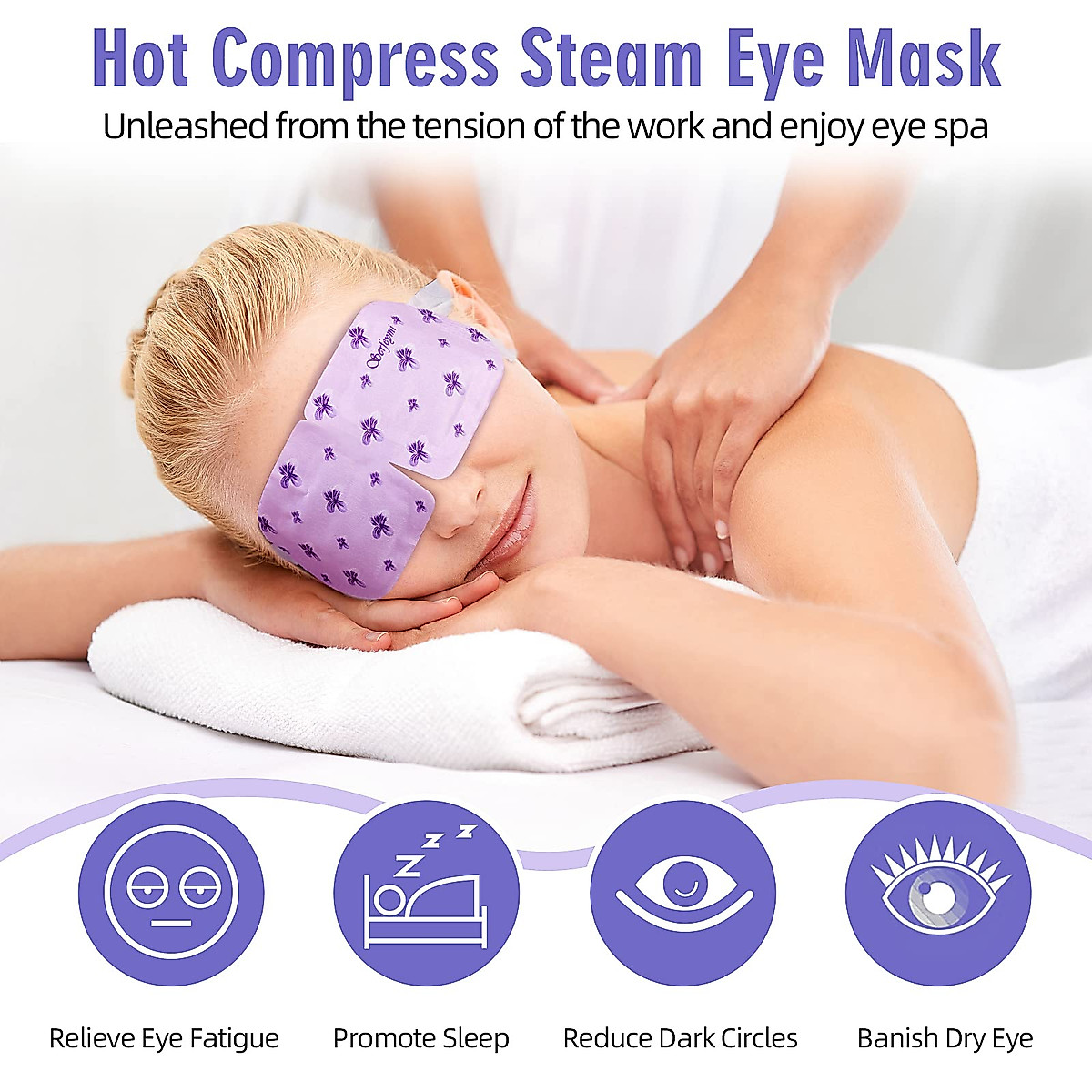 Serfeymi 16 Packs Steam Eye Masks for Sleeping, Self Heating Warm Eye Mask, Eye Mask Skincare Disposable Eye SPA Heated Eye Mask for Gifts for Mother's Day -Lavender(8PCS)+ Chamomile(8PCS)