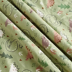UKUSSO Sherpa Kids Blanket Cozy Cute Baby Blankets for Boys and Girls Animal Pattern Throw Blankets Plush Flannel Warm Dinosaur Toddler Blanket for Daycare,Green 30"x40"