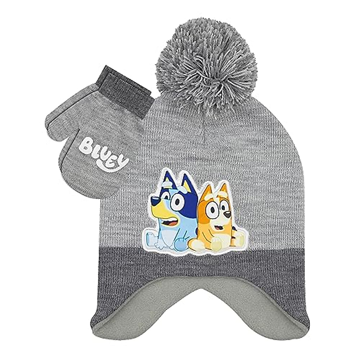 Bluey Bandit and Chilli Toddler Hat with Winter Mittens for Kids – Warm Winter Hat for Toddler with Kids Mittens