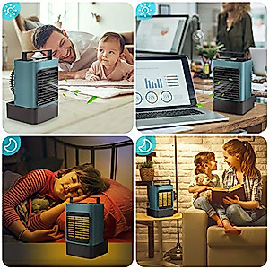 OVPPH Portable Air Conditioner, Personal Air Cooler Fan Mini Evaporative Cooler Desk Table Fan, Quiet Air Circulator Humidifier Misting Fan with 3 Speeds for Home Bedroom Office (Amry Green)