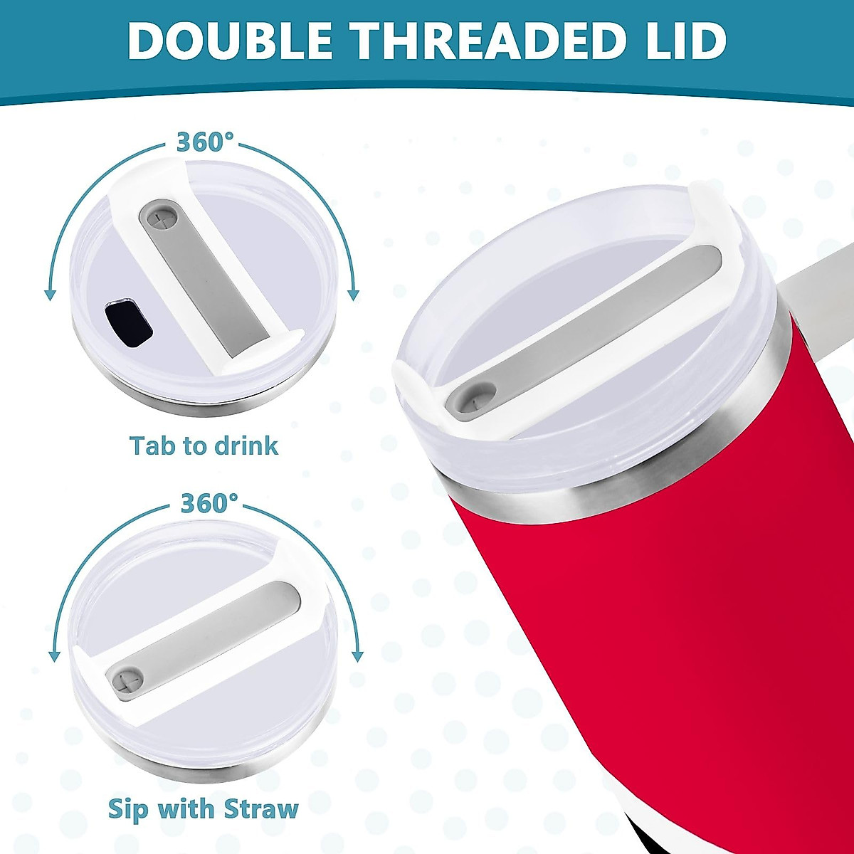 ODAWA Large Travel Insulated Tumblers with Handle and Straw Lid, Trinidad Tobago Flag Spill Proof Tumbler with Straw Stainless Steel Tumblers