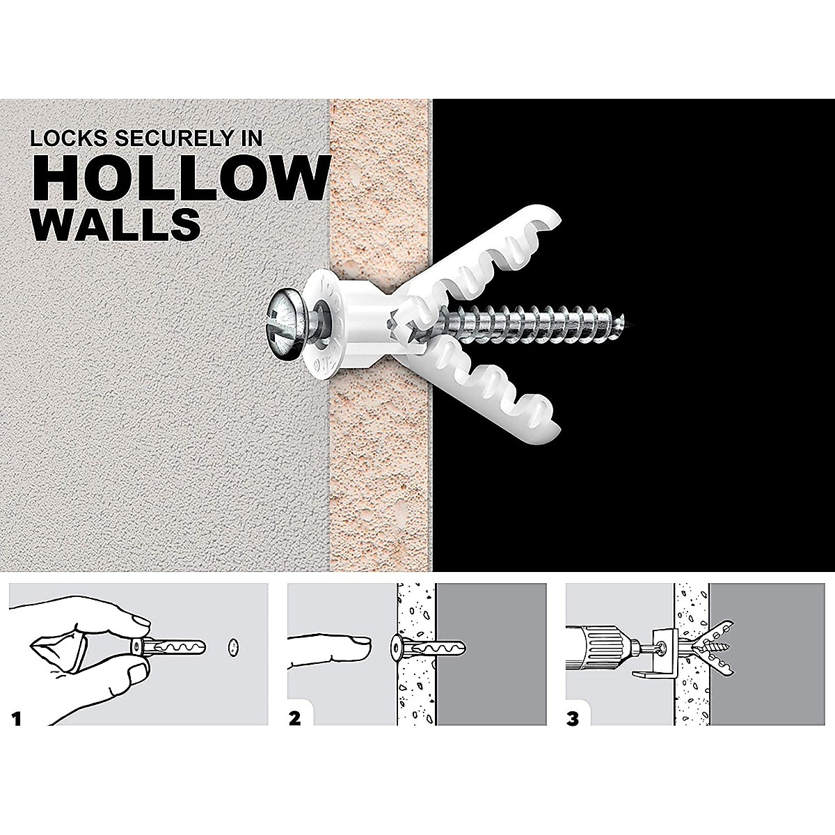 TOGGLER ALLIGATOR A8 Screw Anchor, Plastic, 5/16" Diameter, 1-9/16" Length, #8 to #14 Threads, Pack Of 100