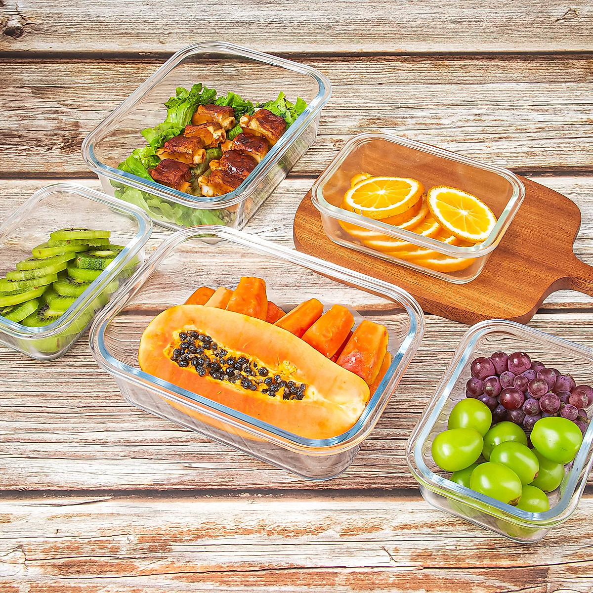 YANGNAY 10 Pack Glass Food Storage Containers with Airtight Lids, Leak-Proof Meal Prep Containers with Lids, Dishwasher/Microwave/Oven/Freezer Safe (Pink)