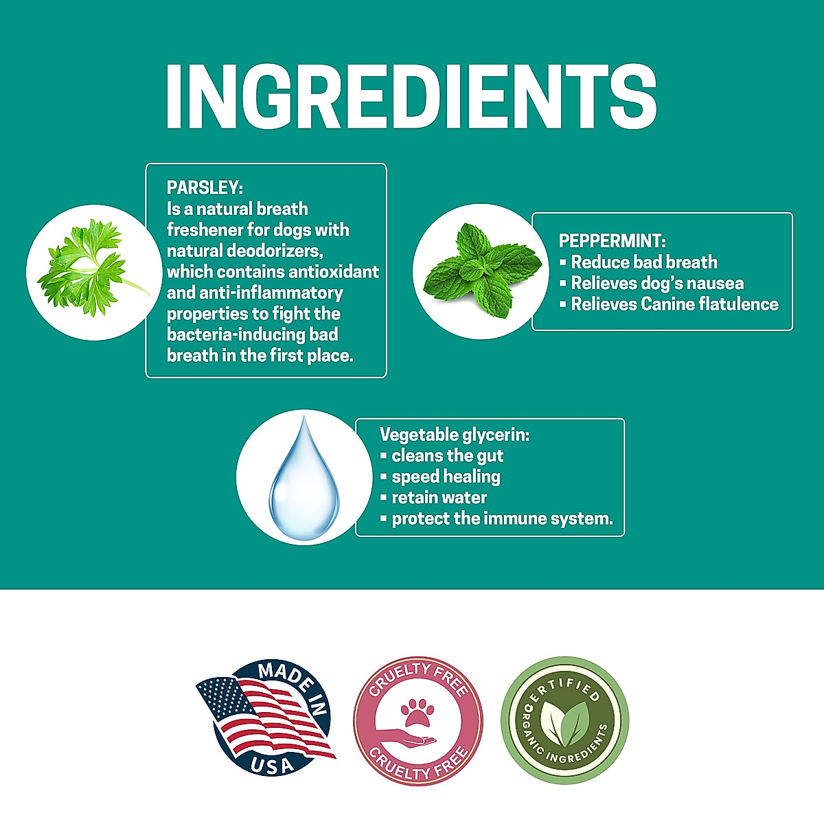 GREEN COAT ALL-NATURAL DOG BREATH FRESHENER SPRAY, Pet Water Additive, Teeth & Gum Spray for Dogs, Dog Dental Care for Bad Pet Breath-Oral Mouth Care, No Brushing, Easy to Apply | Made in USA | 8fl oz 237ml.