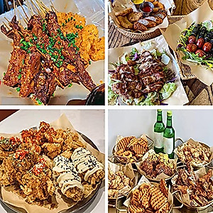 Yuyouqu 100 Sheets Deli Paper Pre Cut Wax Paper Sheets 12 x 12 Inch Disposable Food Basket Liners Grease Proof Sandwich Wrapping Paper Grease Resistant Food Trays Paper Liner Brown