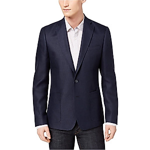 DKNY Mens Modern-Fit One Button Blazer Jacket, Blue, 40 Regular