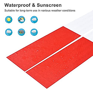 SOCOMAN Reflective Tape, Outdoor Waterproof Conspicuity Safety Caution Warning Self-Adhesive Tape Trailer Reflector for Cars, Trucks, Trailers, Boats, Road Signs, 2" × 12"(Red/White) (20 Pcs)