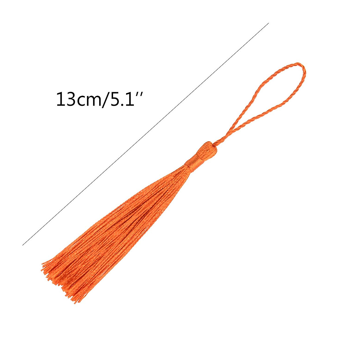 VAPKER 30 Pieces Dark Orange Tassels 13cm/5-Inch Silky Handmade Soft Mini Tassels Floss Bookmark Tassels with 2-Inch Cord Loop for Jewelry Making, DIY Projects, Bookmarks