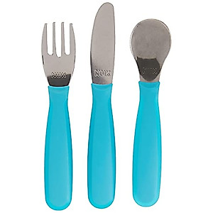 NUK Kiddy Cutlery Fork, Knife, and Spoon Set, 3 Pack, 18+ Months