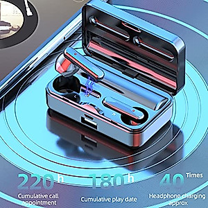 FengLS Wireless Earbuds Bluetooth Headphones Mirror Digital Display Touch Control Wireless Bluetooth Earphones Headphones Earbuds Headset Ipx5 3D Stereo Audio 2000Mah Charging Bin (Black)