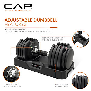 CAP Barbell 55lb Single ADJUSTABELL Dumbbell