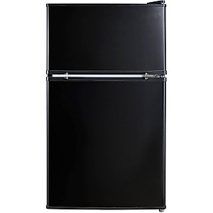 3.2 Cu Feet Two Door Compact Refrigerator with Freezer, Black