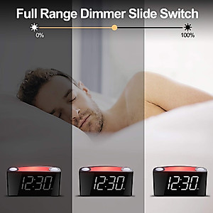 Mesqool Loud Alarm Clock for Heavy Sleepers and The Hearing Impaired - with Bed Shaker, 2 USB Chargers, 7-Color Nightlight, Large LED Display, Dimmer, Snooze, 12/24H DST and Plug-in Battery Backup