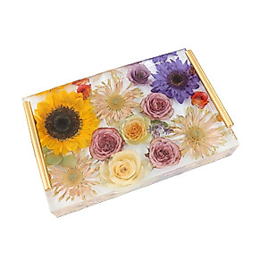 Resin Tray Molds Silicone, 13.5" Large Rectangle Deep Tray Resin Mold and 4 Piece Square Deep Coaster Molds, Silicone Tray Board Table Resin Mold & Handles, Floral Preservation Bouquet Resin Mold