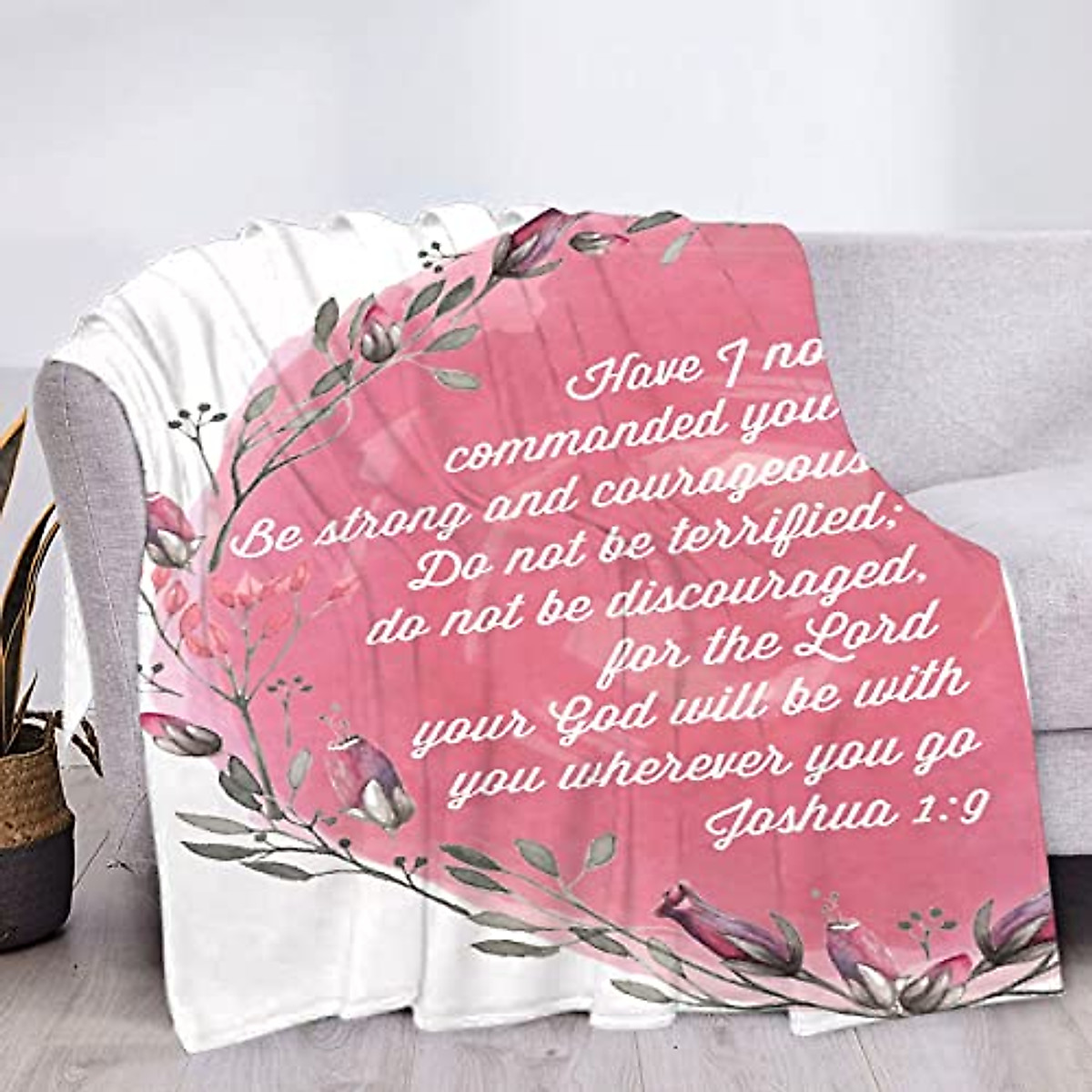 Bible Verse Joshua 1 9 Throw Blanket with Inspirational Thoughts and Prayers Religious Soft Christian Throw Blanket Inspirational Blankets and Throws Caring Gift for Men & Women
