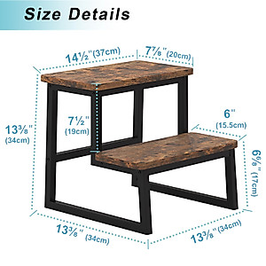 iTsst Step Stool for Adults,Holds up to 500Lb,Heavy Duty Sturdy Two Step Stool for Kichen/Bathroom/High beds, Wooden&Metal Frame, Non-Slip Pads