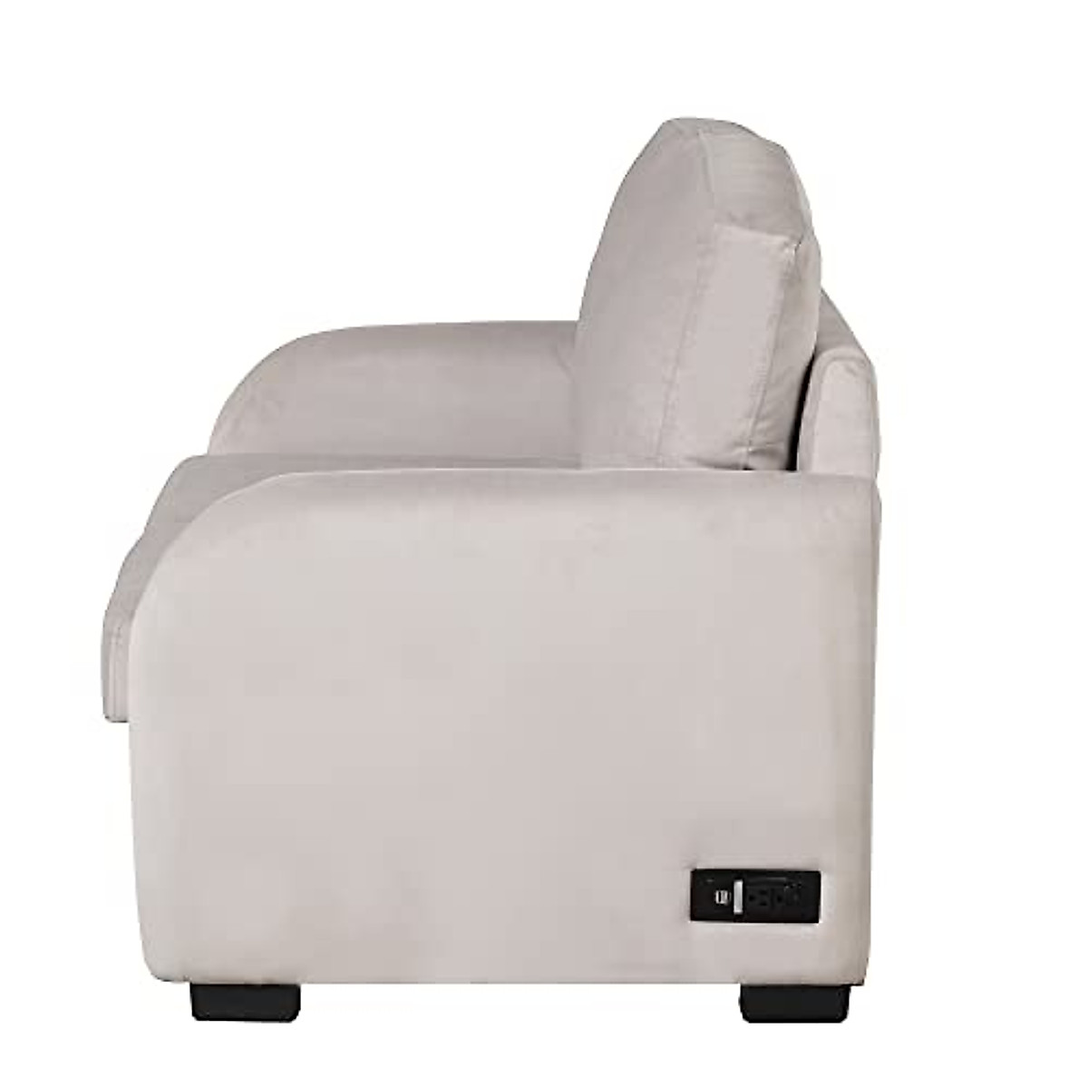 Multifunctional Velvet Loveseat Sofa with Pull Out Sleeper Couch Bed ,USB Port ,3-pin Plug & Twin Memory Mattress for Living Room Furniture Sets, Spaces Saving Design for Home, Apartment and Office