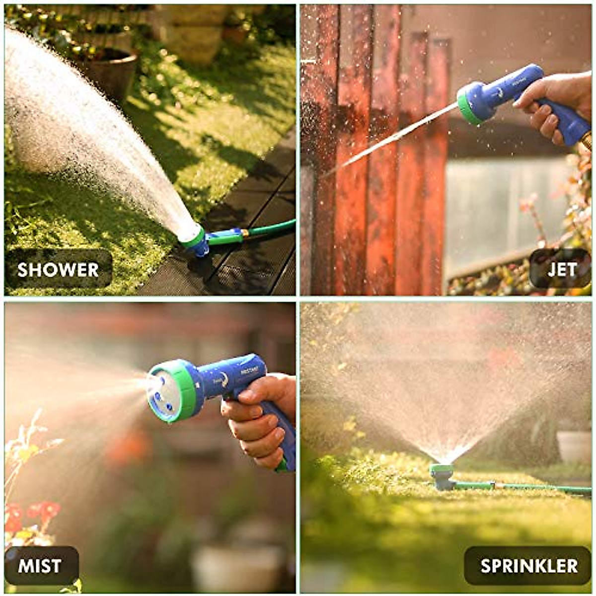 RESTMO Swivel Hose Nozzle, 2-in-1 Hybrid Garden Hose Nozzle and Lawn Sprinkler, Water Hose Sprayer with Adjustable Twisting Spray Head and Self-Lock Trigger, High Pressure Jet and Reduce Hand Fatigue