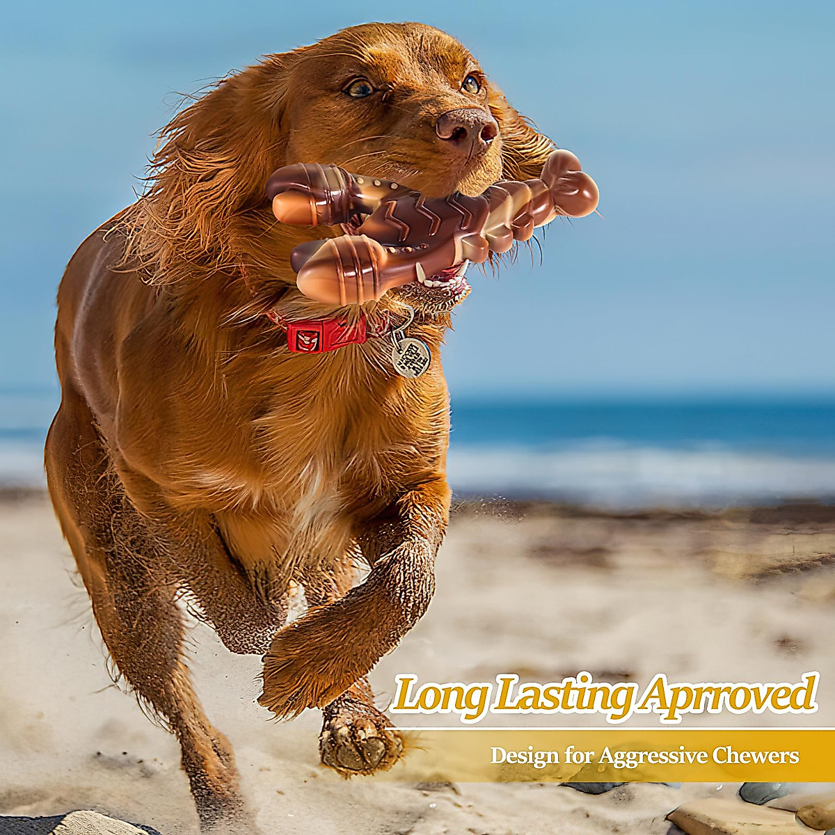 NEZIN Indestructible Dog Toys for Aggressive Chewers, Real Beef Flavored, Extreme Tough Dog Chew Toys for Large Medium Breed, Interactive Dog Toys, Gift for Dogs