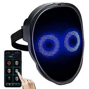 brookhaus Led Mask, Bluetooth App Controlled Halloween Masks, Luminous Mask for Adults, Light up Costumes Masks