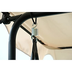 FUZOFUIZ 3-Seater Outdoor Adjustable Canopy Porch Swing Chair for Patio, Garden, Poolside, Balcony w/Armrests, Textilene Fabric, Steel Frame