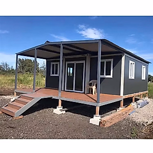 Mobile Container House Portable Tiny House Folding Office Prefab Garden Cabin Expandable Modern Home Customizable 20ft/30ft/40ft 1-3 Bedroom Bath Living & Kitchen Veranda for Minimalist Living (8)