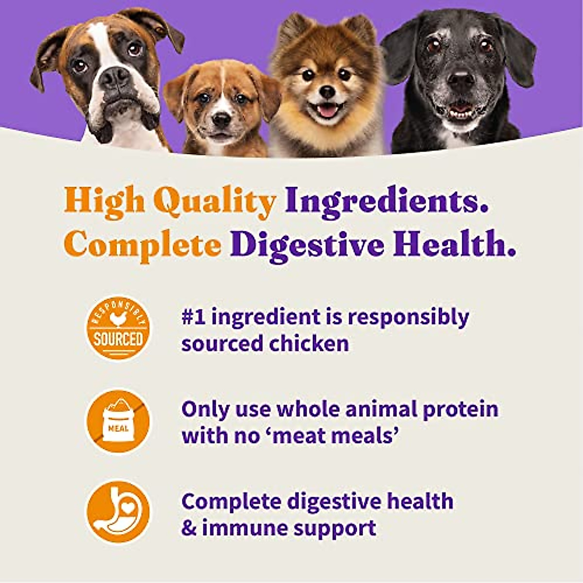 Halo Holistic Dog Food, Complete Digestive Health Cage-Free Chicken and Brown Rice Recipe, Dry Dog Food Bag, Small Breed Formula, 3.5-lb Bag
