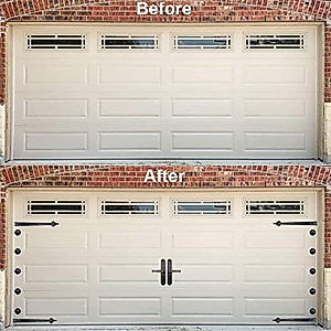 WINSOON Magnetic Decorative Garage Door Hardware 6 Pieces Carriage Accents Faux Hinges Curb Appeal Decor Kit with 10 Clavos