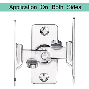 90 Degree Locking Privacy Lock Sliding barn Door Latch Right Angle Door Clasp cam Lock (2 Pack Silver)