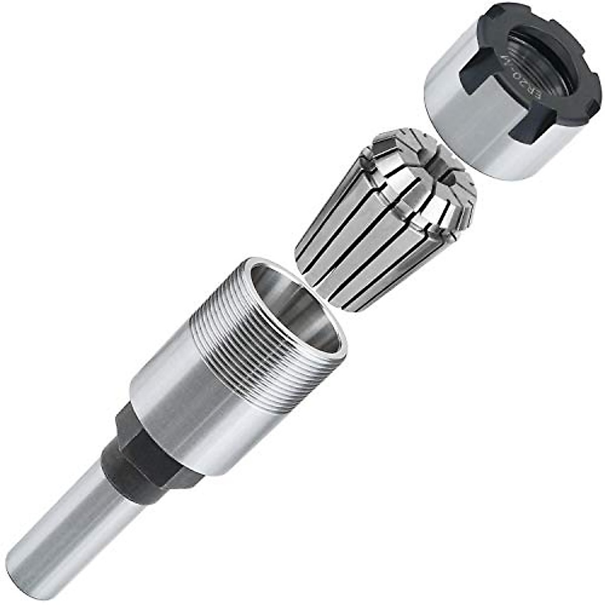 1/2 Inch Shank Router Bit Collet Extension Chuck Converter Adapter, Convert 1/2-Inch & 1/4-Inch Shank Bits with ER20 Spring Collet, ER20 M Type Collet Chuck Wrench Spanner -(Pack of 4)