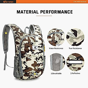 SKYSPER Small Daypack 10L Hiking Backpack Packable Lightweight Travel Day Pack for Women Men(Camouflage)
