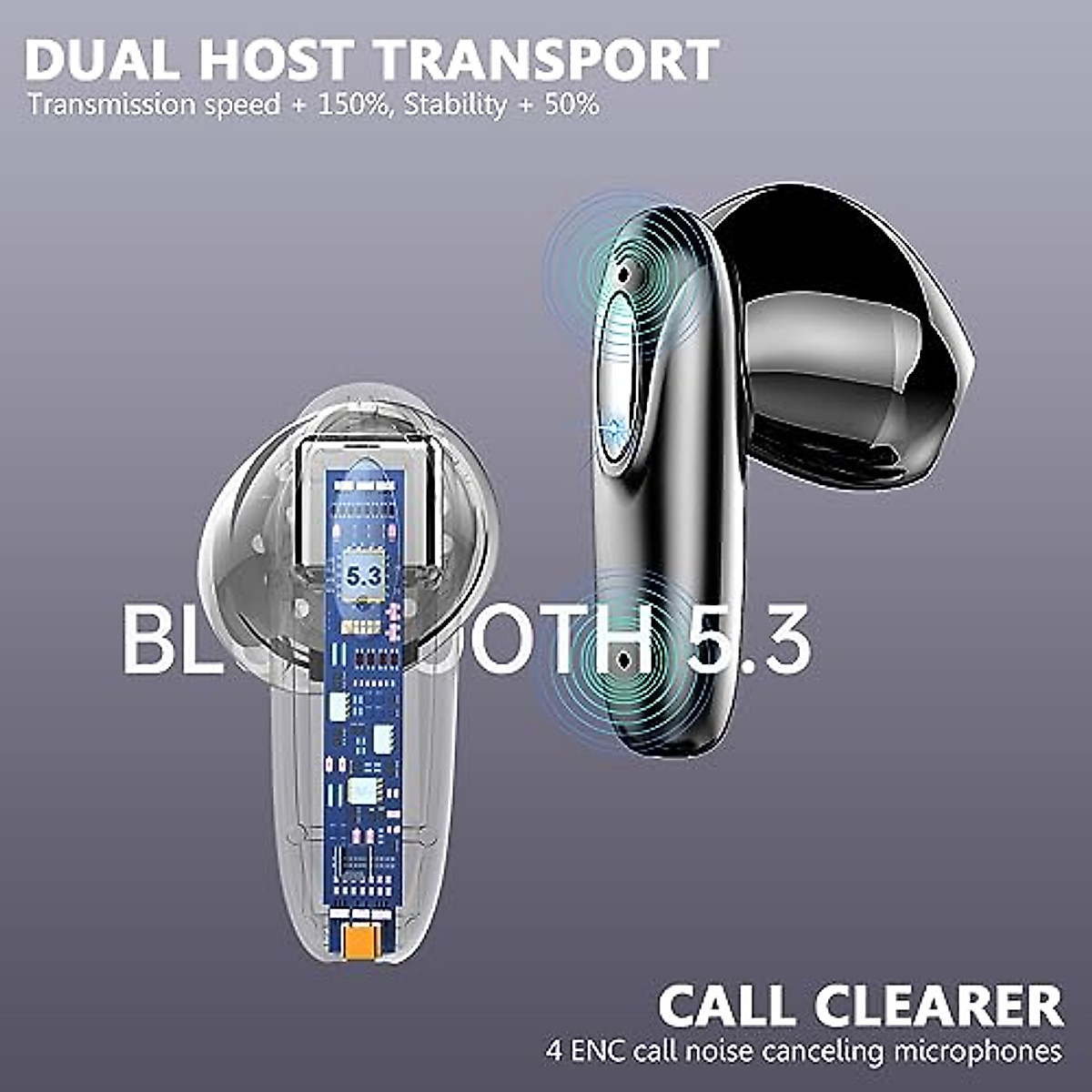 Wireless Earbuds, Bluetooth Earbuds with 4 HD Mic, 2023 Light Weight in-Ear Bluetooth 5.3 Headphones, 40Hrs Playtime Ear Buds with LED Charging Case/IP7 Waterproof/Sport Earphones for Android iOS