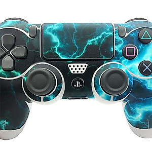 UUShop Vinyl Skin Sticker Protector for Sony PlayStation PS4 Controller Joystick Green Lightning