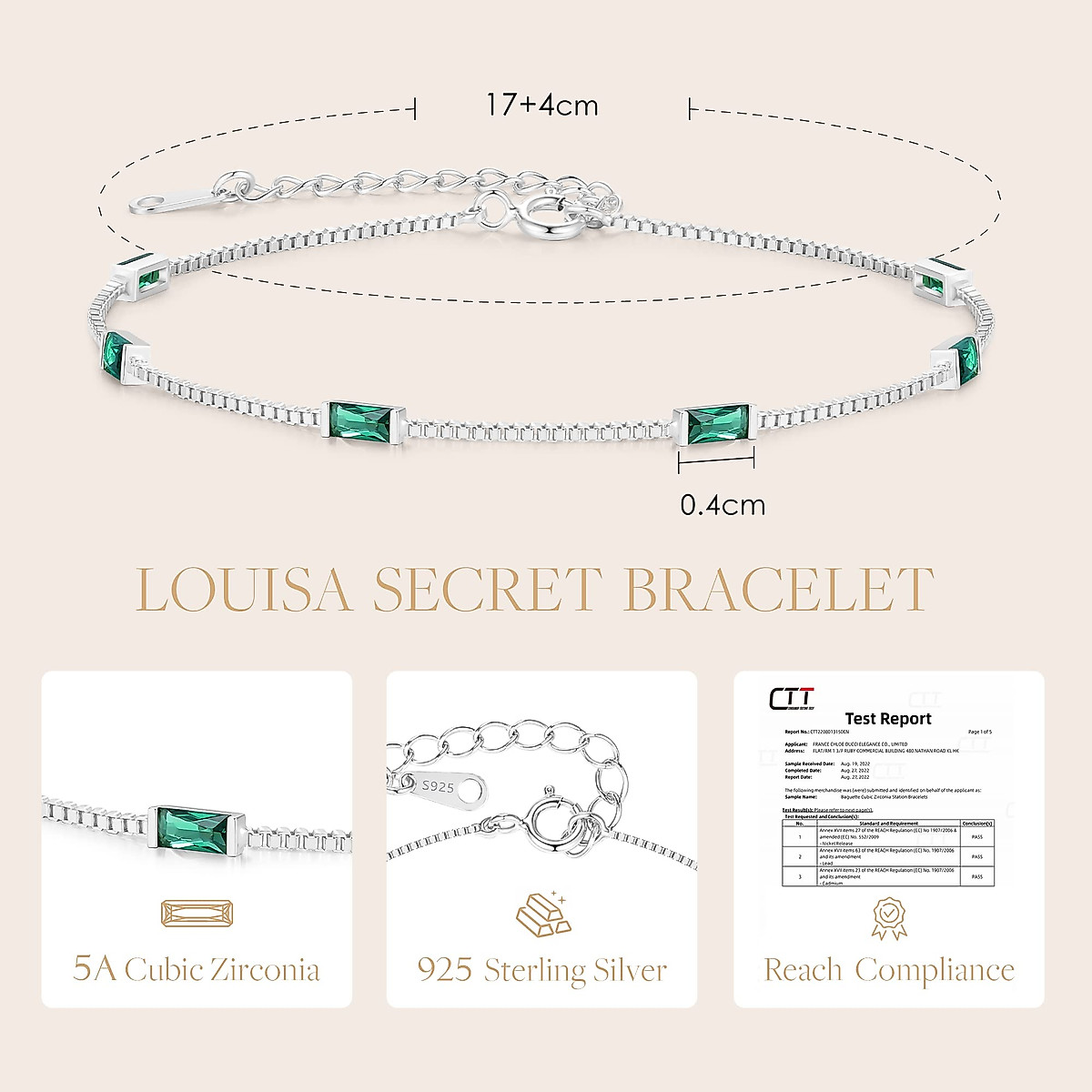 LOUISA SECRET Birthstone Bracelets for Women, 925 Sterling Silver Dainty Simple Women Charm Link Bracelet, Birthday Anniversary Jewelry Gifts for Women Wife Mom Her