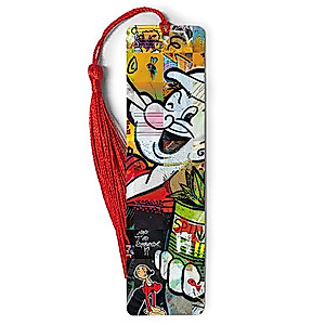 Bookmarks Ruler Metal Popeye Bookography Collage Measure Tassels Bookworm for Book Gift Reading Markers Christmas Ornament Bibliophile Bookmark