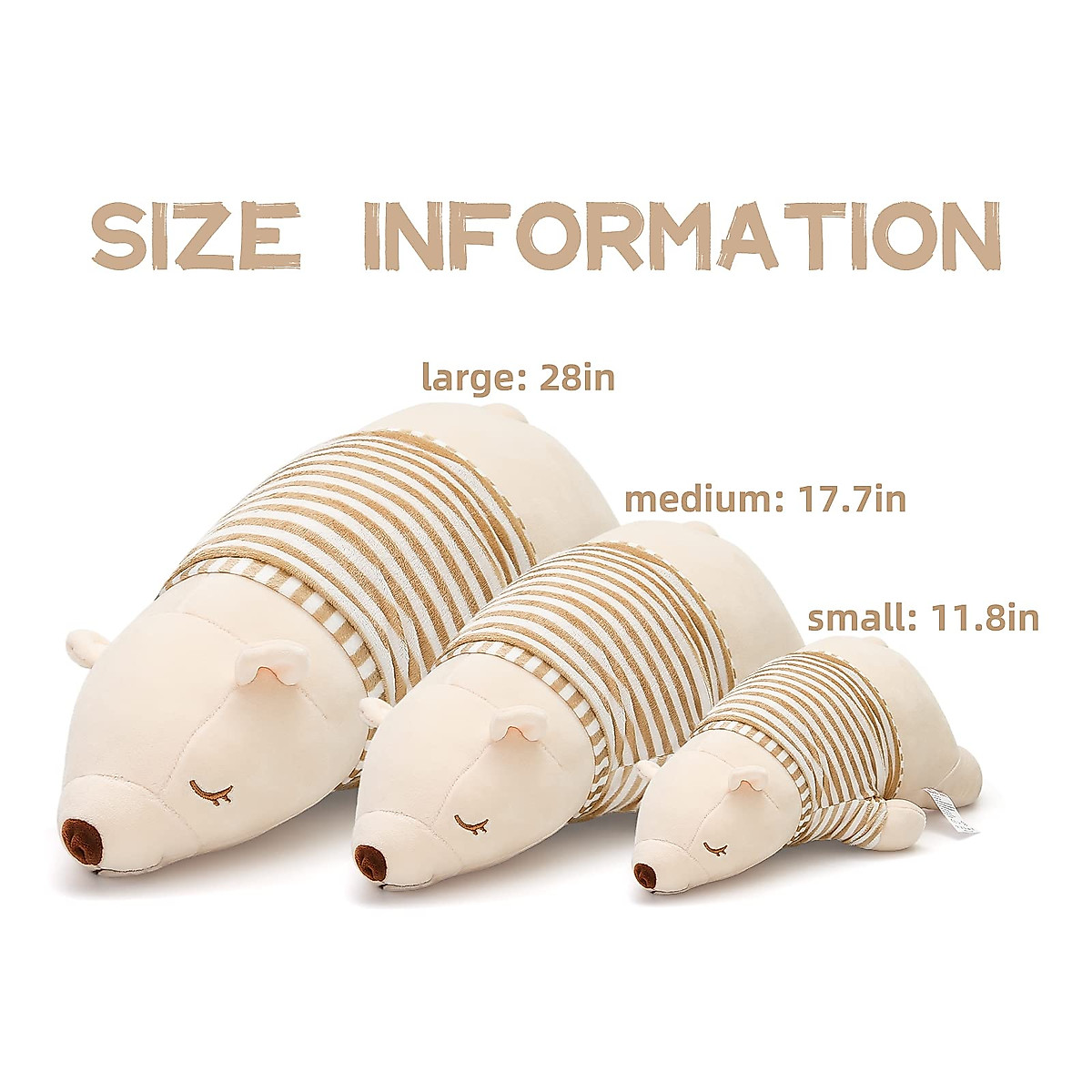 Niuniu Daddy Stuffed Animals Polar Bear 17.7 in Large Plush Toy for Kids Kawaii Plushies Adorable Squishy Cuddle Pillow for Sleeping Christmas Birthday Gift for Girls/Boys