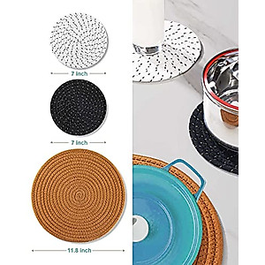 Trivet Hot Pot Holders Pads: Humbson 5 Pcs Trivets for Hot Dishes - Hot Pot Holder - Cotton Woven Hot Mat - Pot Coasters for Kitchen - 1 Pcs 11.8 inches - 4 Pcs 7 inches