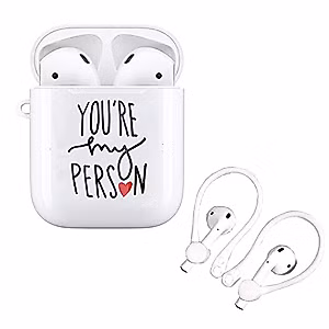 Jaustee You're My Person AirPods Case Protective Cover Skin - Greys Anatomy White Premium Hard Shell Accessories Kits for Apple 2 &1- Matching Anti-Lost Hook Your Gifts (White-1)