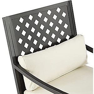 Crosley Furniture Alistair 4-Piece Outdoor Loveseat Patio Furniture Set, Conversation Sets for Porch, Deck, Matte Black with Creme Cushions